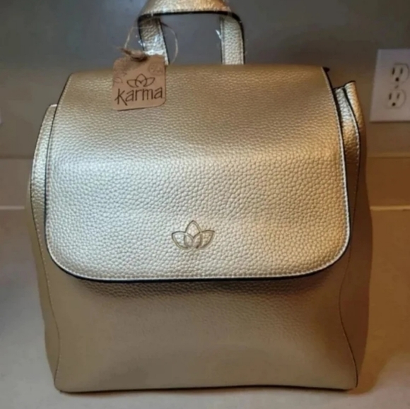 Karma | Bags | Nwt Gold Leather Convertible Backpack With Suede ...